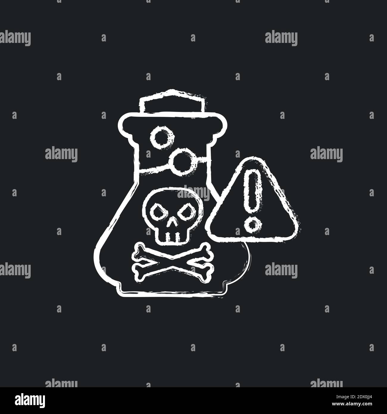 Chemical poisoning chalk white icon on black background Stock Vector ...