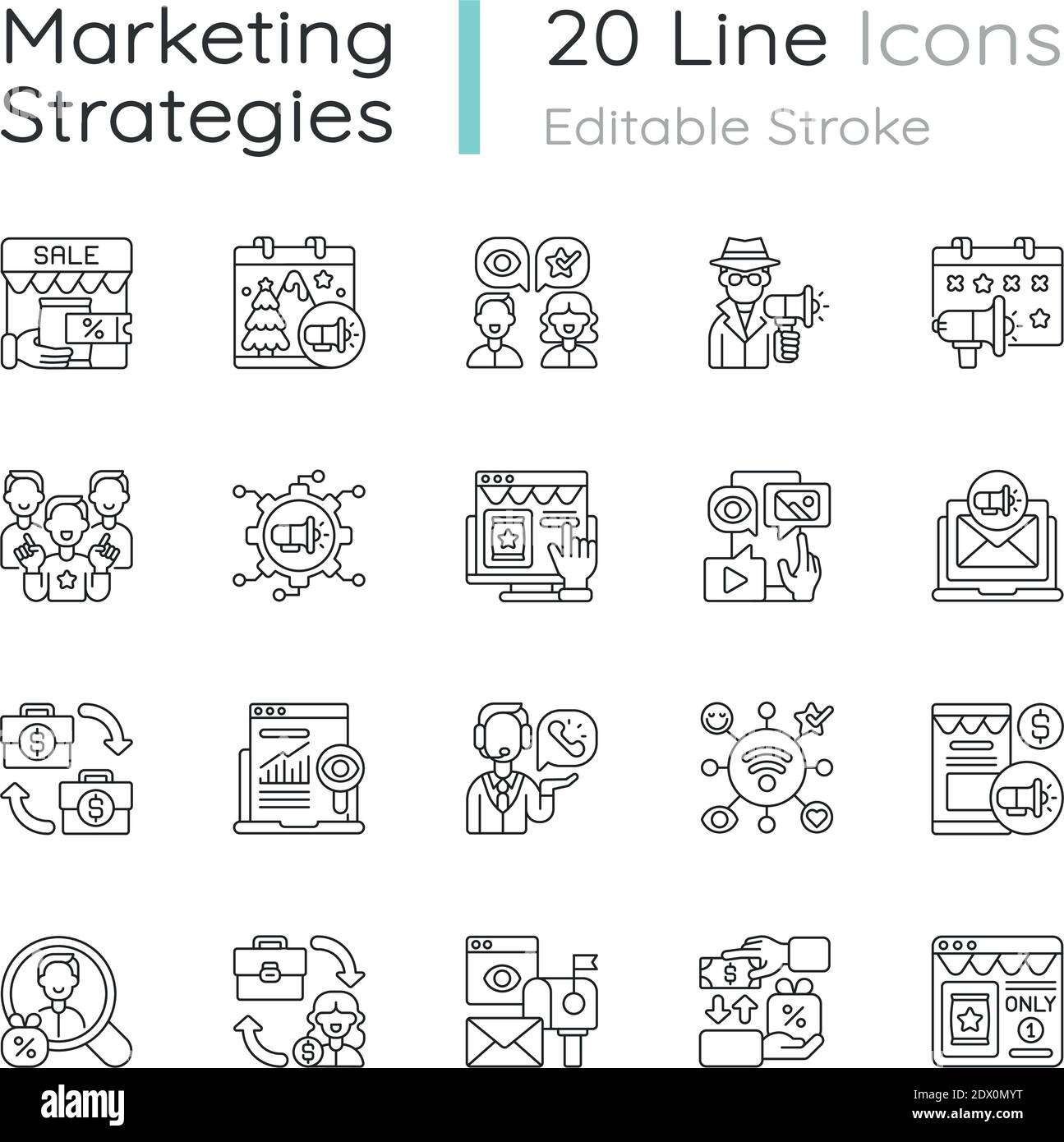 Marketing strategies linear icons set Stock Vector Image & Art - Alamy