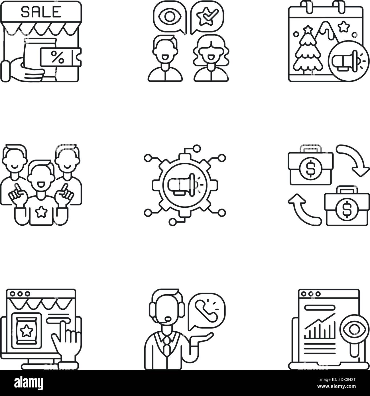 Marketing strategies linear icons set Stock Vector Image & Art - Alamy