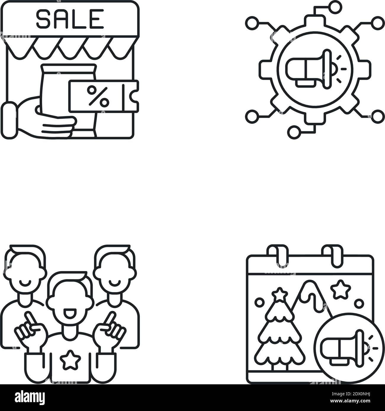 Online promotion linear icons Cut Out Stock Images & Pictures - Alamy