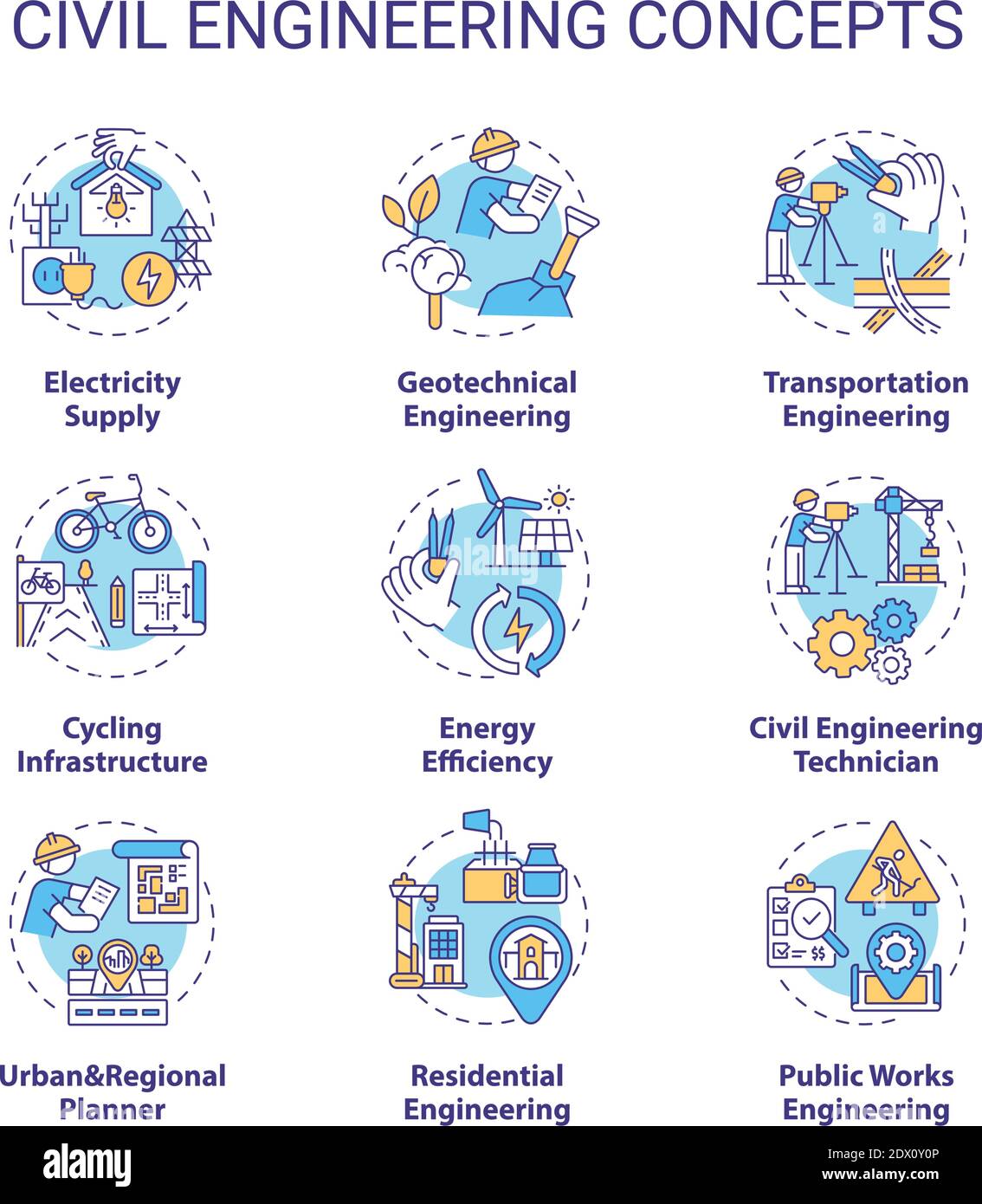 Civil engineering concept icons set Stock Vector Image & Art - Alamy