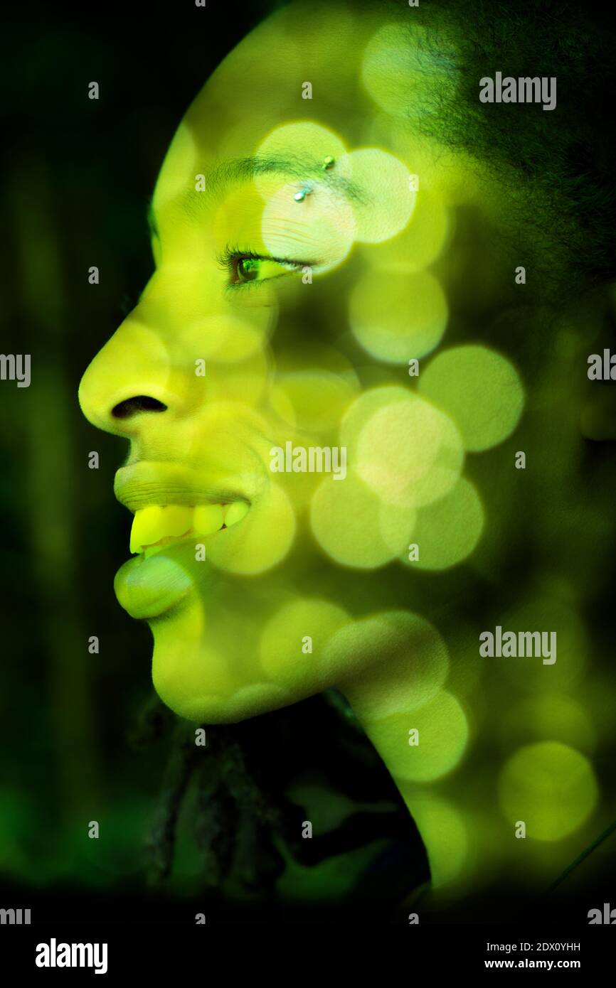 A digitally altered woman's profile portrait Stock Photo - Alamy