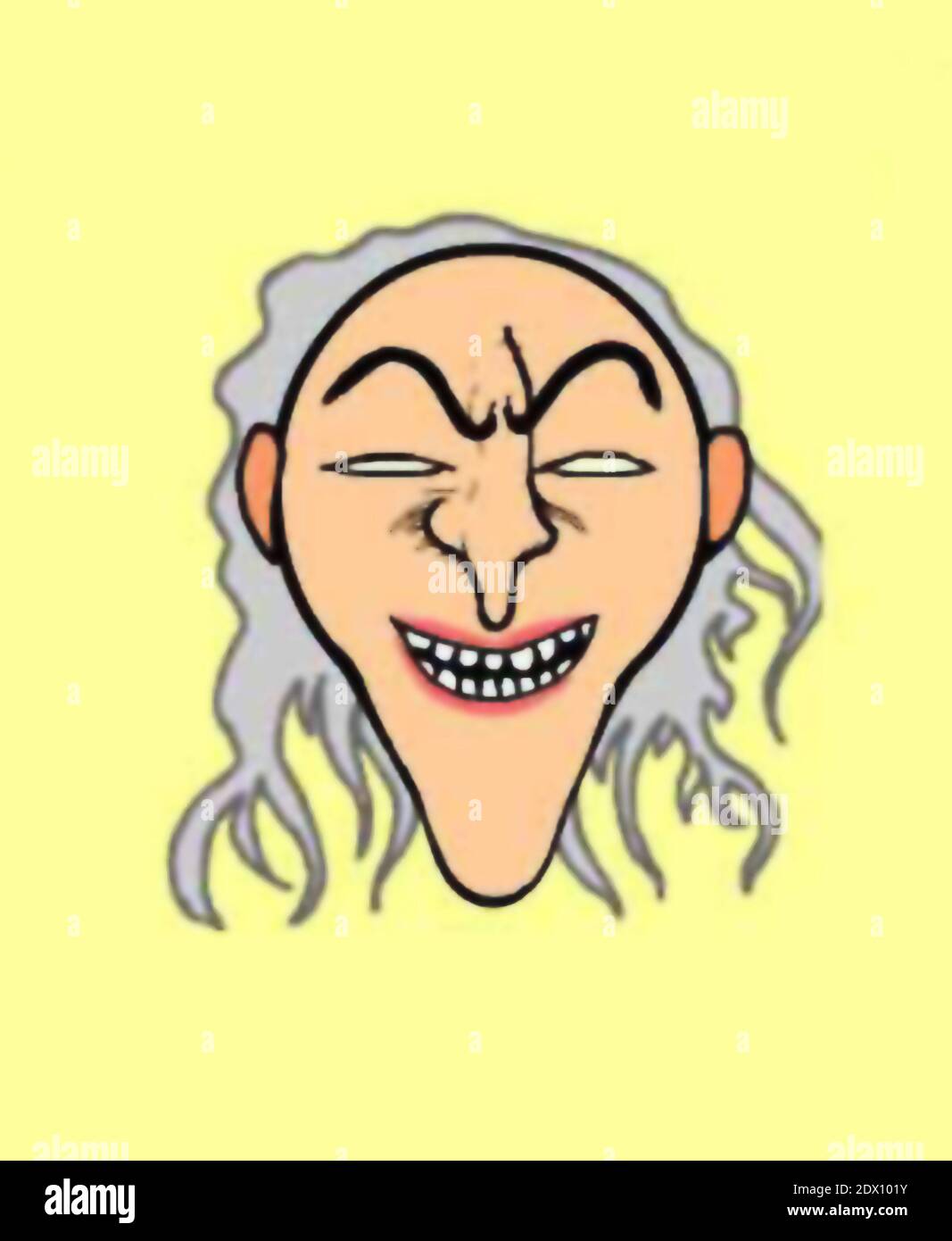 Creepy man with long hair cartoon face Stock Photo - Alamy
