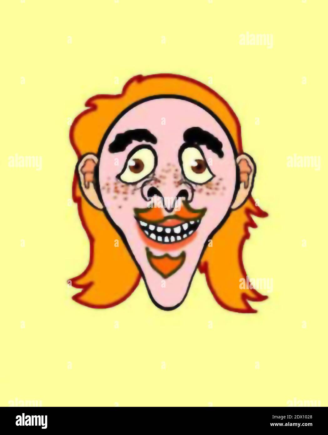 Man with long ginger hair cartoon face Stock Photo - Alamy
