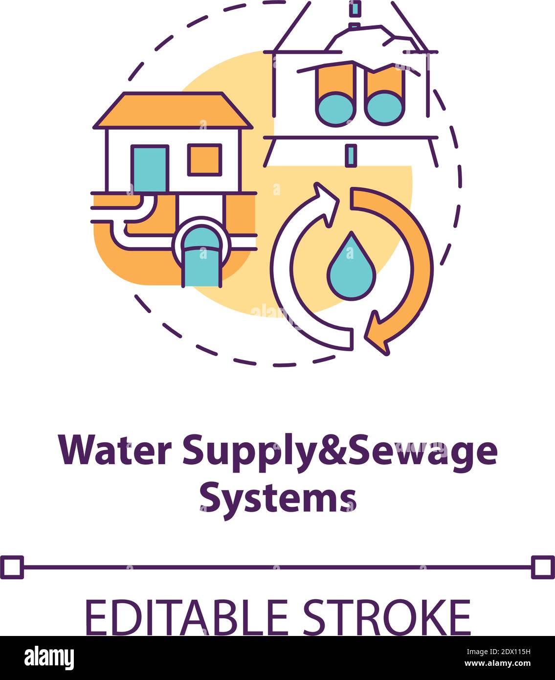 Water supply and sewage systems concept icon Stock Vector Image & Art ...