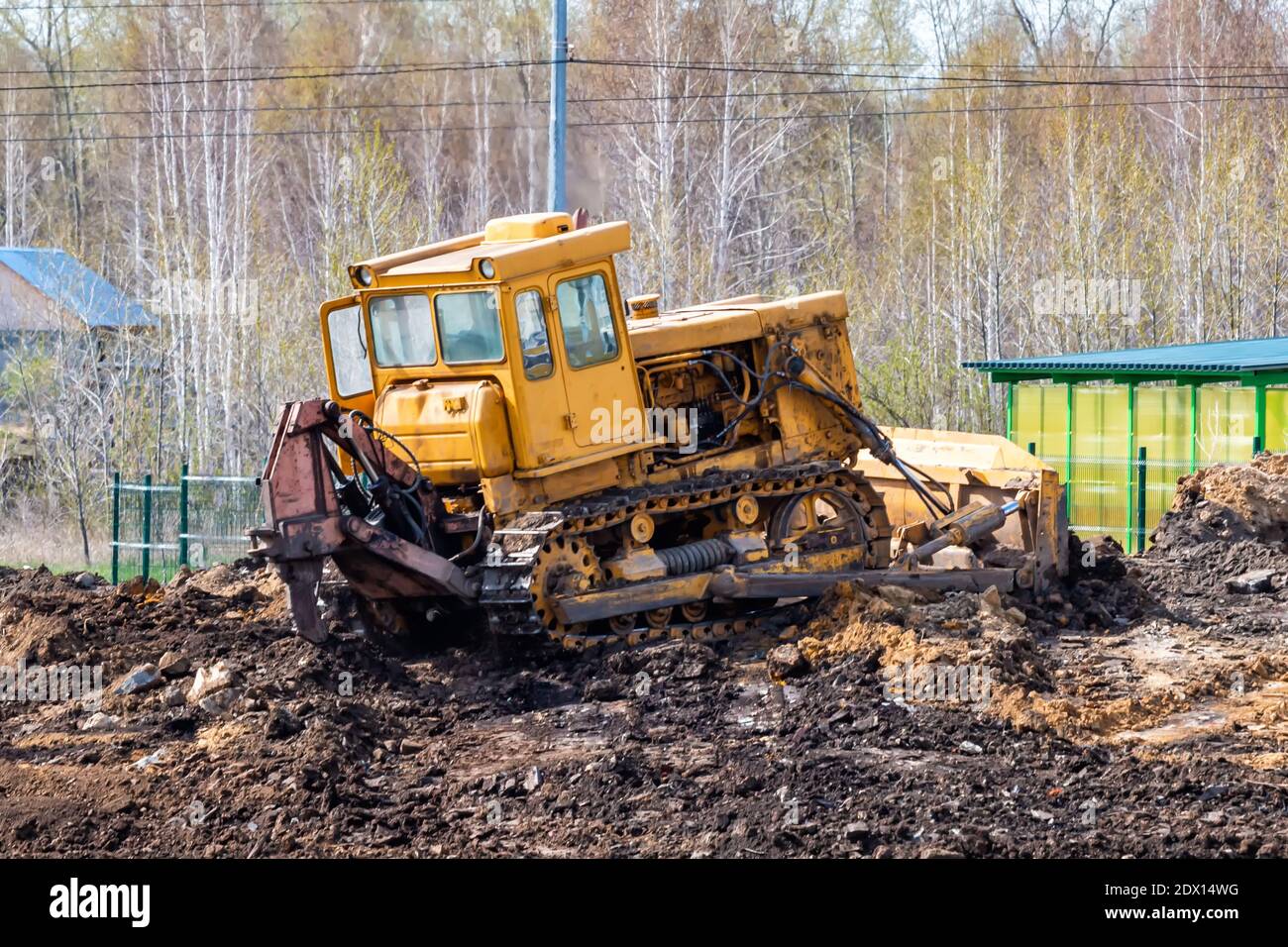 Land leveling bulldozer hi-res stock photography and images - Alamy