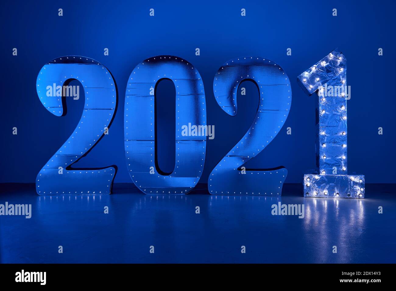 2021 numbers with lights representing the new year Stock Photo - Alamy