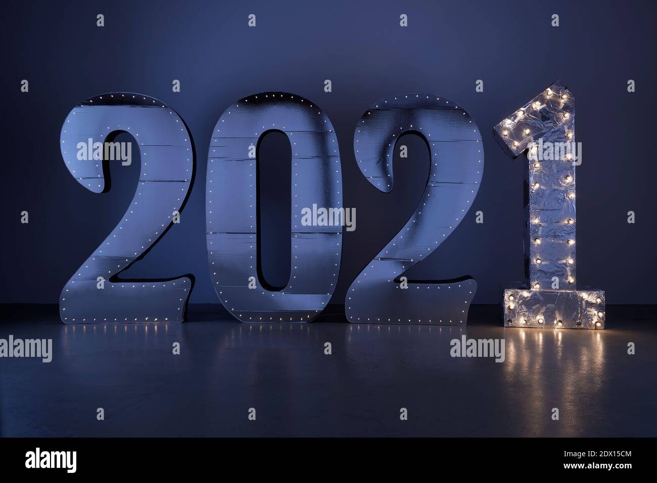 2021 numbers with lights representing the new year Stock Photo - Alamy