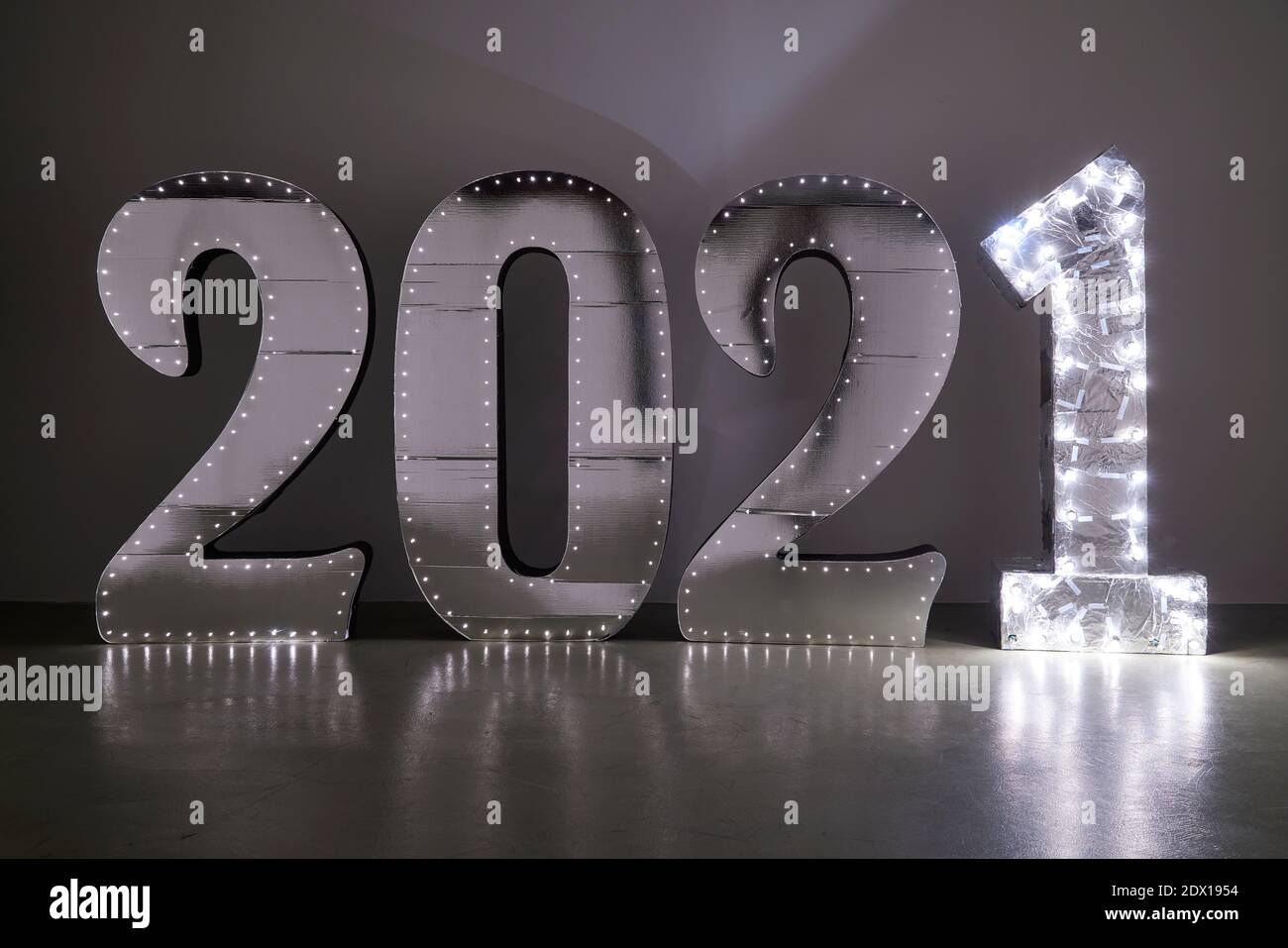 2021 numbers with lights representing the new year Stock Photo - Alamy