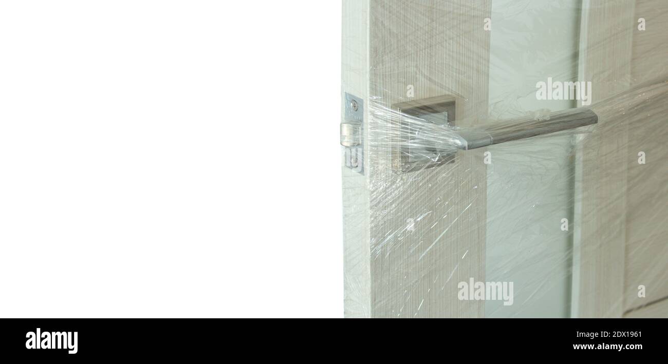 new white open door packed. Place for text Stock Photo - Alamy