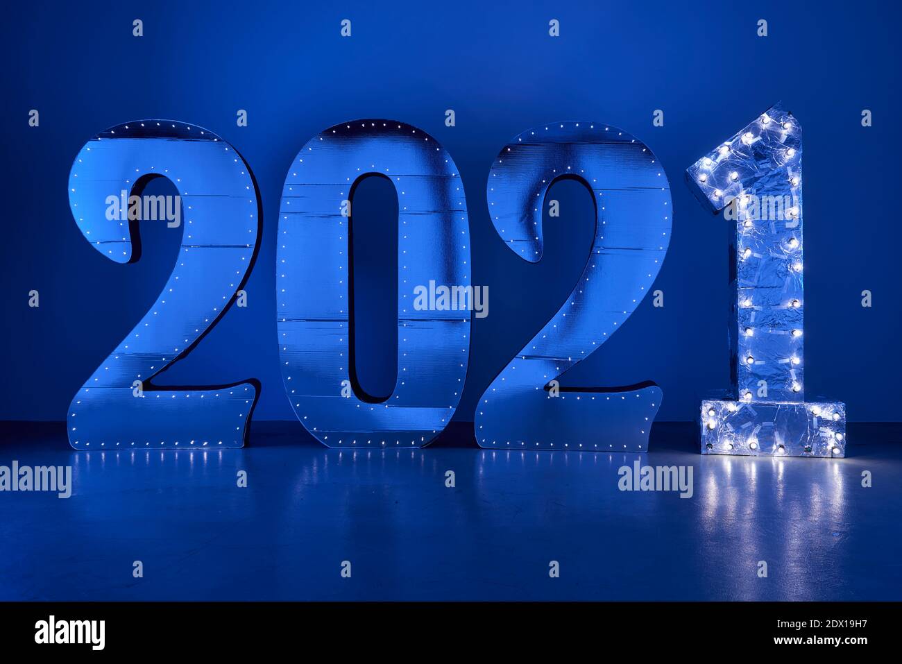 2021 numbers with lights representing the new year Stock Photo - Alamy