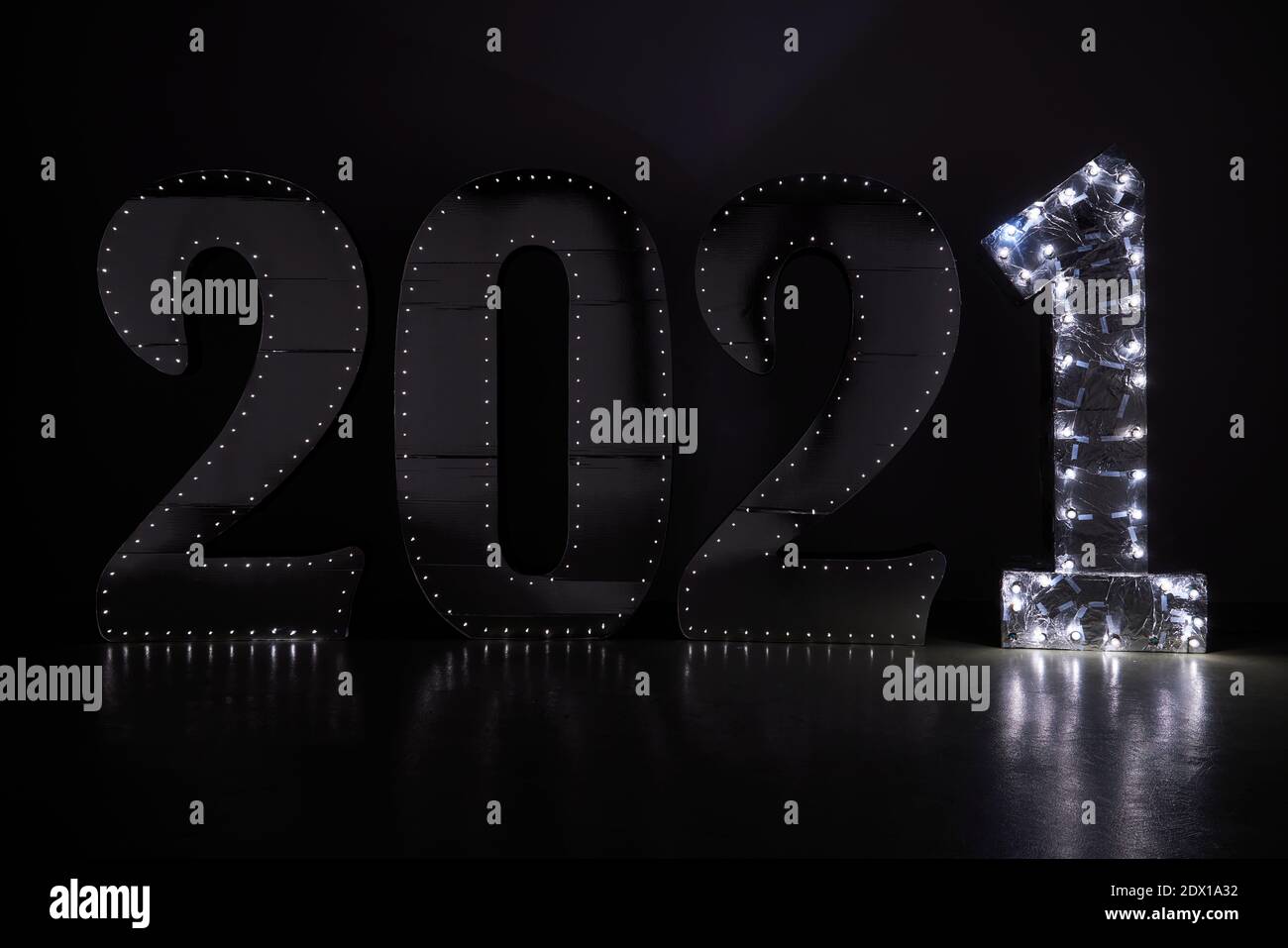 2021 numbers with lights representing the new year Stock Photo - Alamy