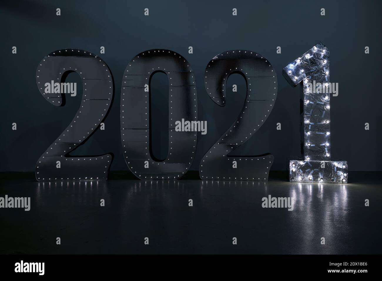 2021 numbers with lights representing the new year Stock Photo - Alamy