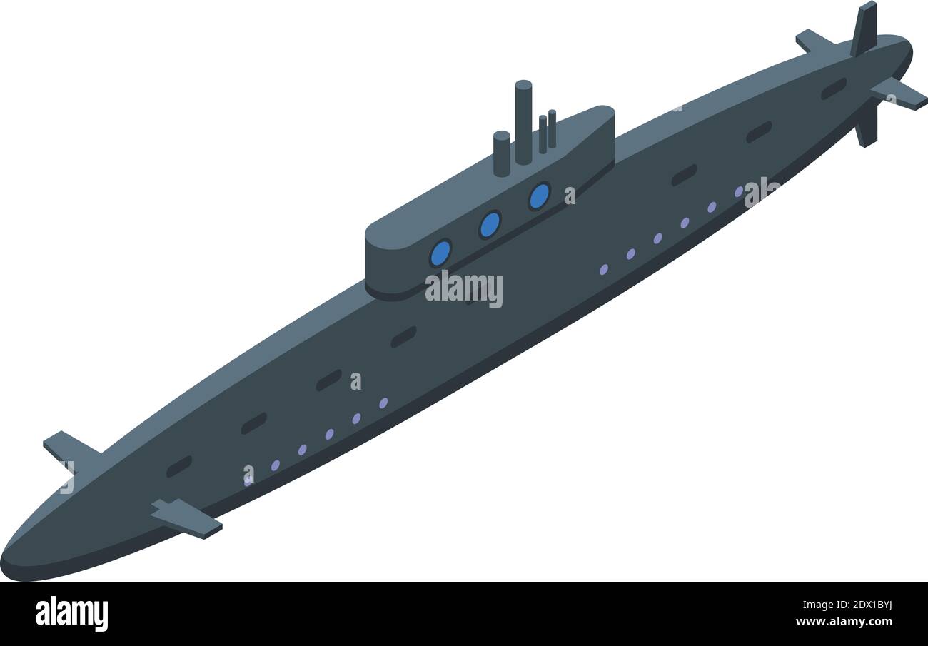 Military submarine icon. Isometric of military submarine vector icon ...