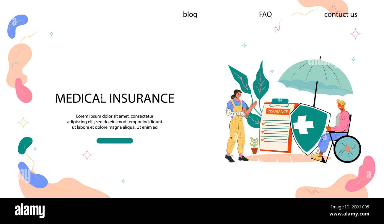 Medical insurance plan in case of injury or disability, flat vector ...