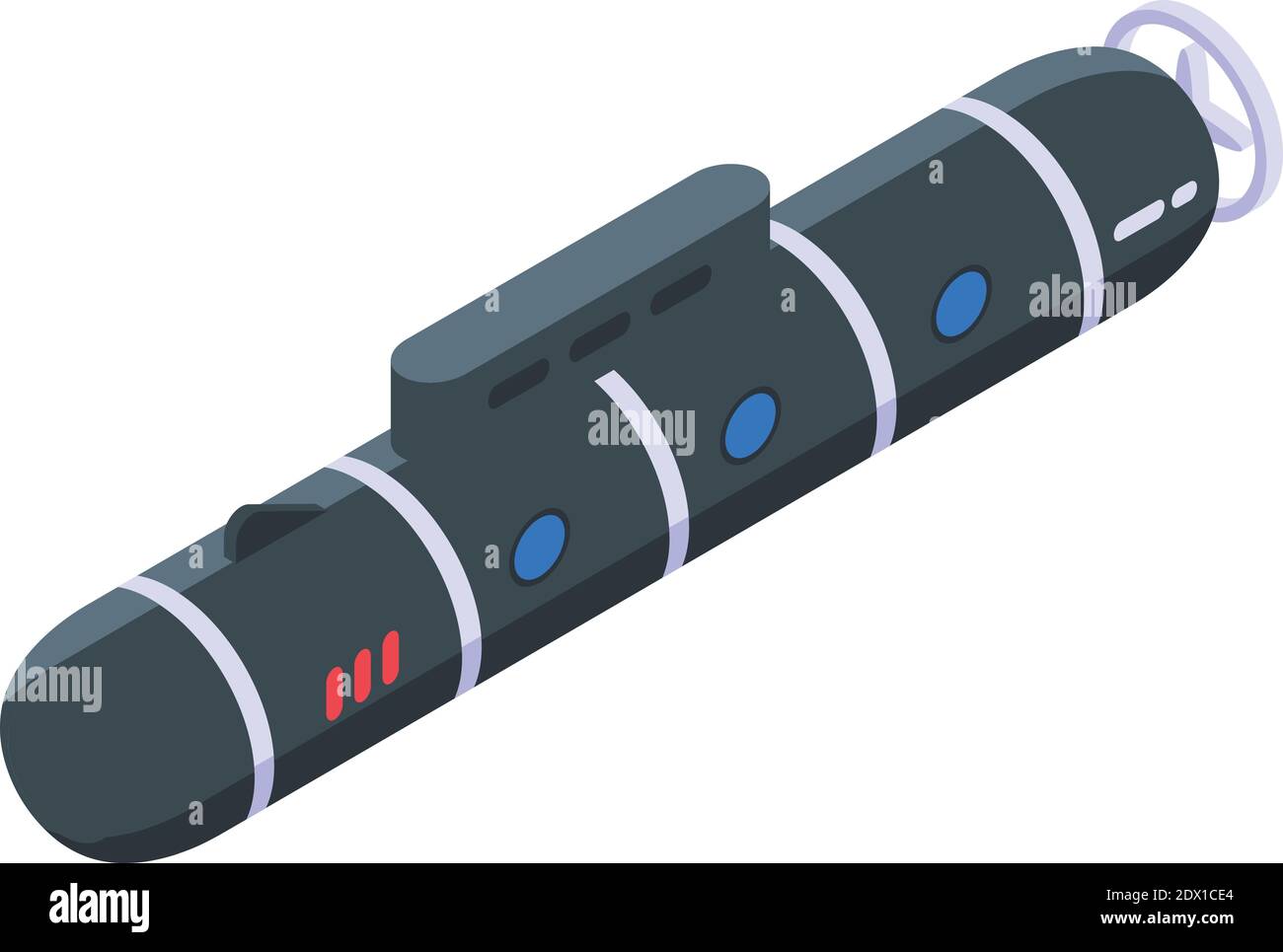 Military nuclear submarine icon. Isometric of military nuclear ...