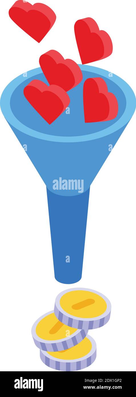 Monetization funnel icon. Isometric of monetization funnel vector icon ...