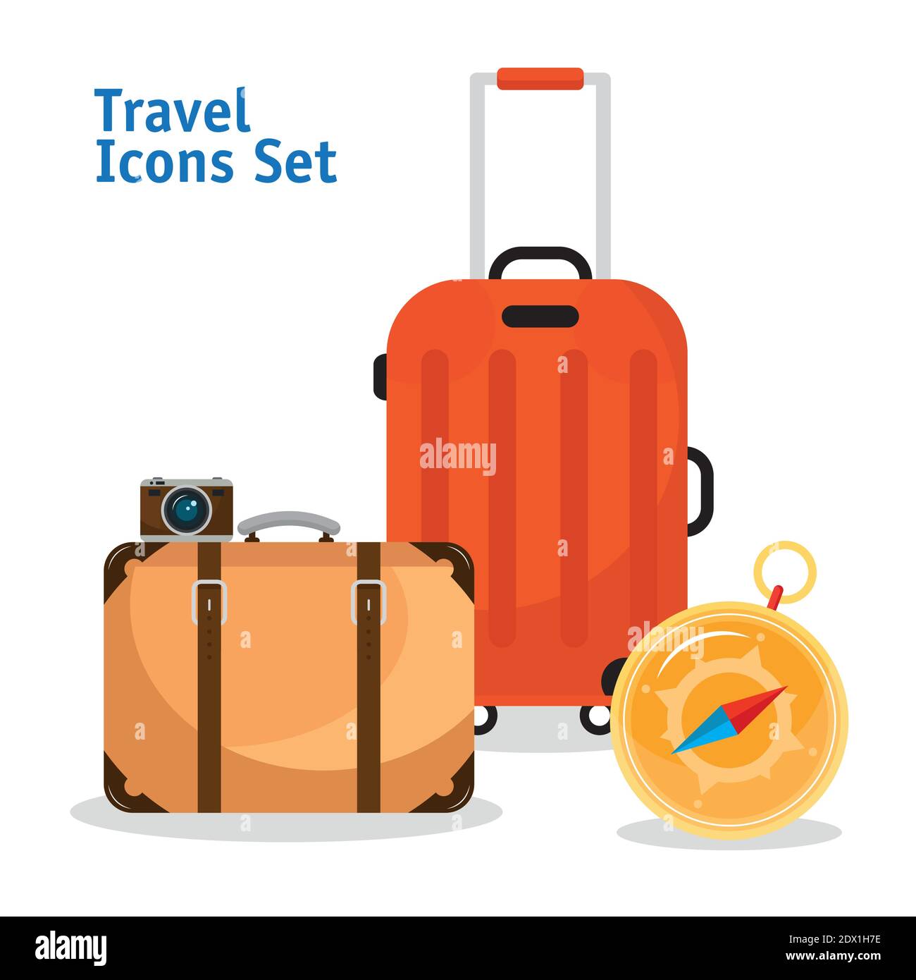 suitcases travel with compass icons Stock Vector Image & Art - Alamy