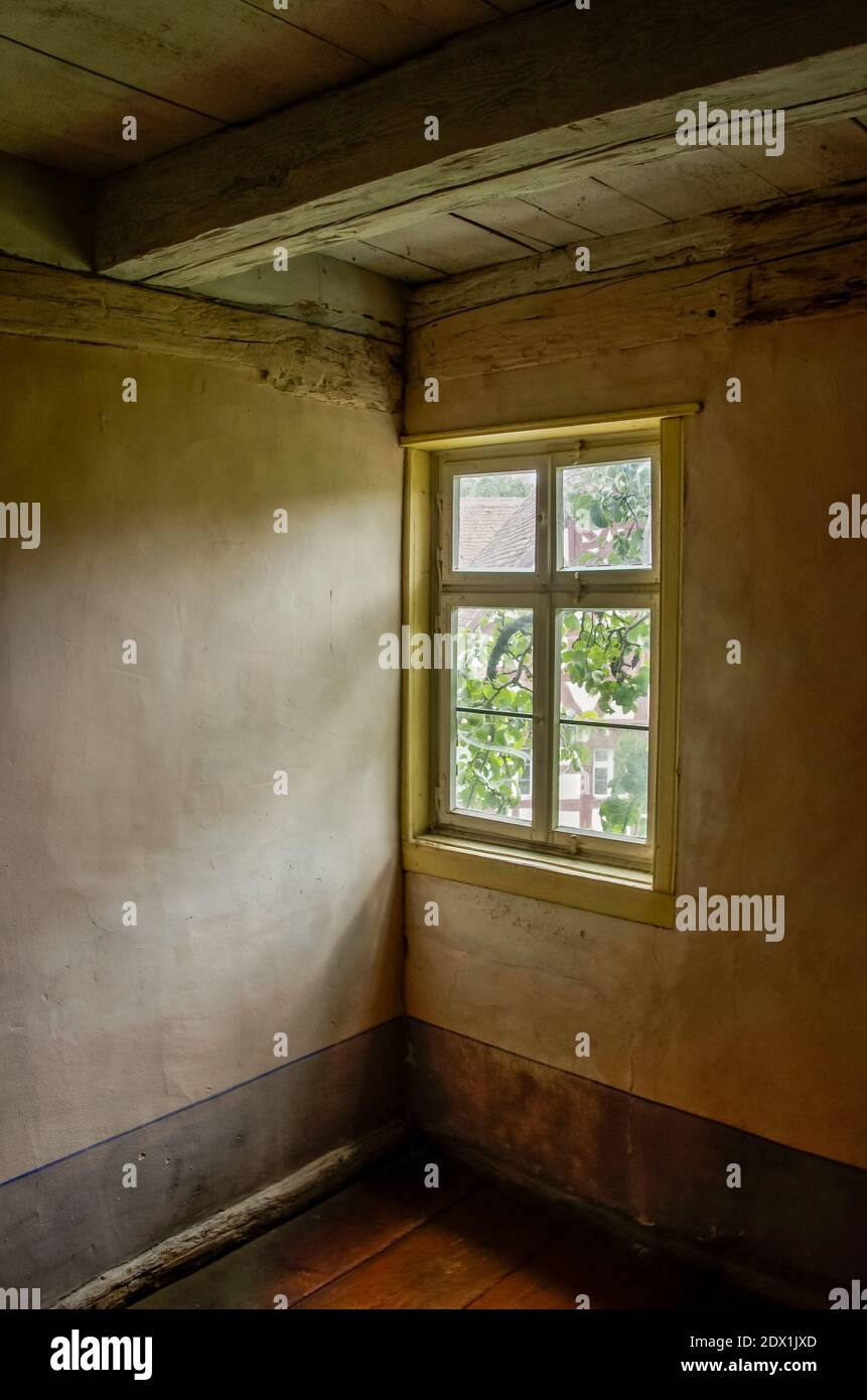 Old farmhouse, view in corner with rungs window Stock Photo - Alamy