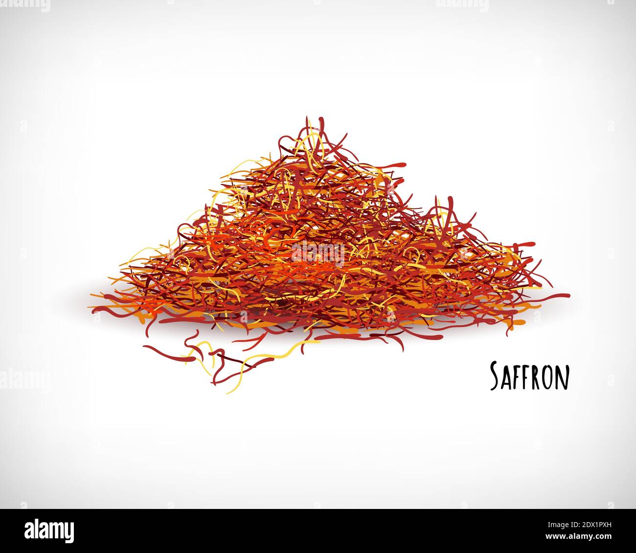 Hand drawn dried saffron. Flavoring for dishes. Spicy condiment ...