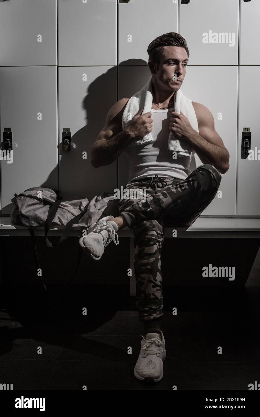 Man locker room towel hi-res stock photography and images - Alamy