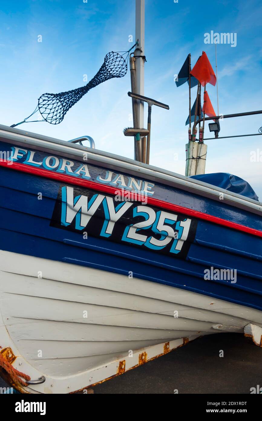 Bow detail of Flora Jane an inshore fishing boat registration WY251 ...