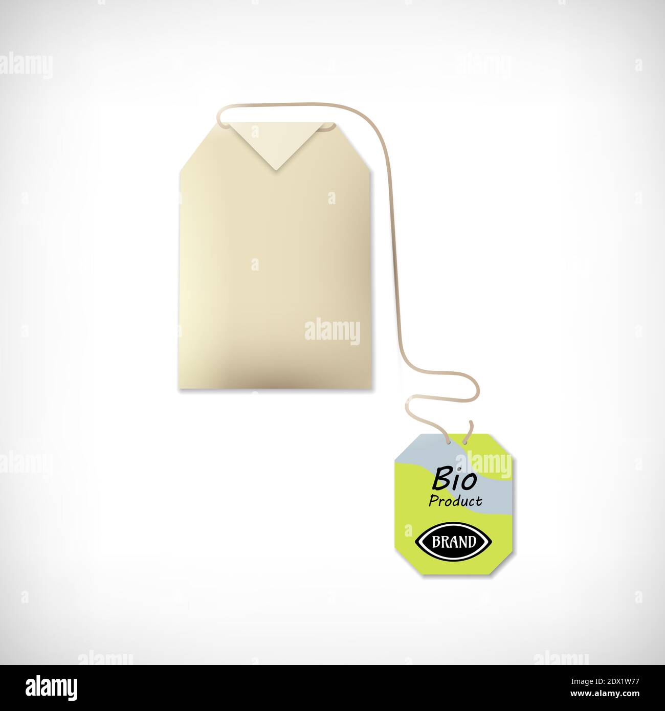 Tea Bag with Label. Sign Bio Product. Brand place. Mock up for ...