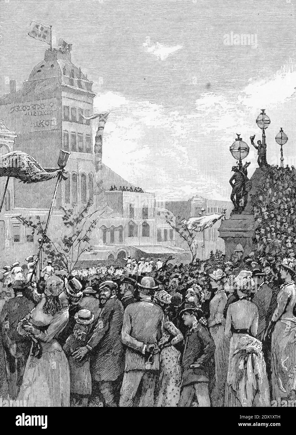 Engraving of workers protesting for eight hours a day in Melbourne ...