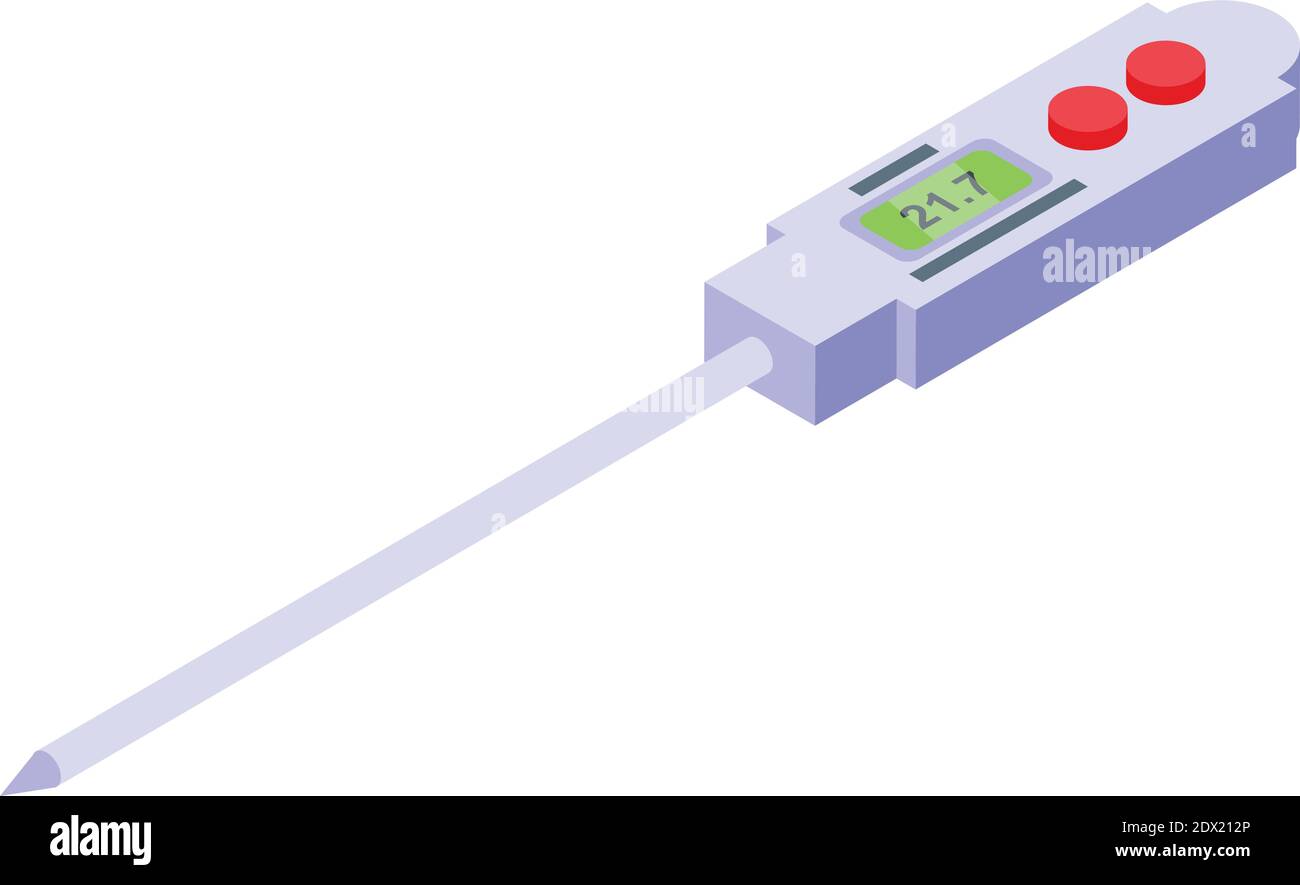 Stick digital thermometer icon. Isometric of stick digital thermometer ...