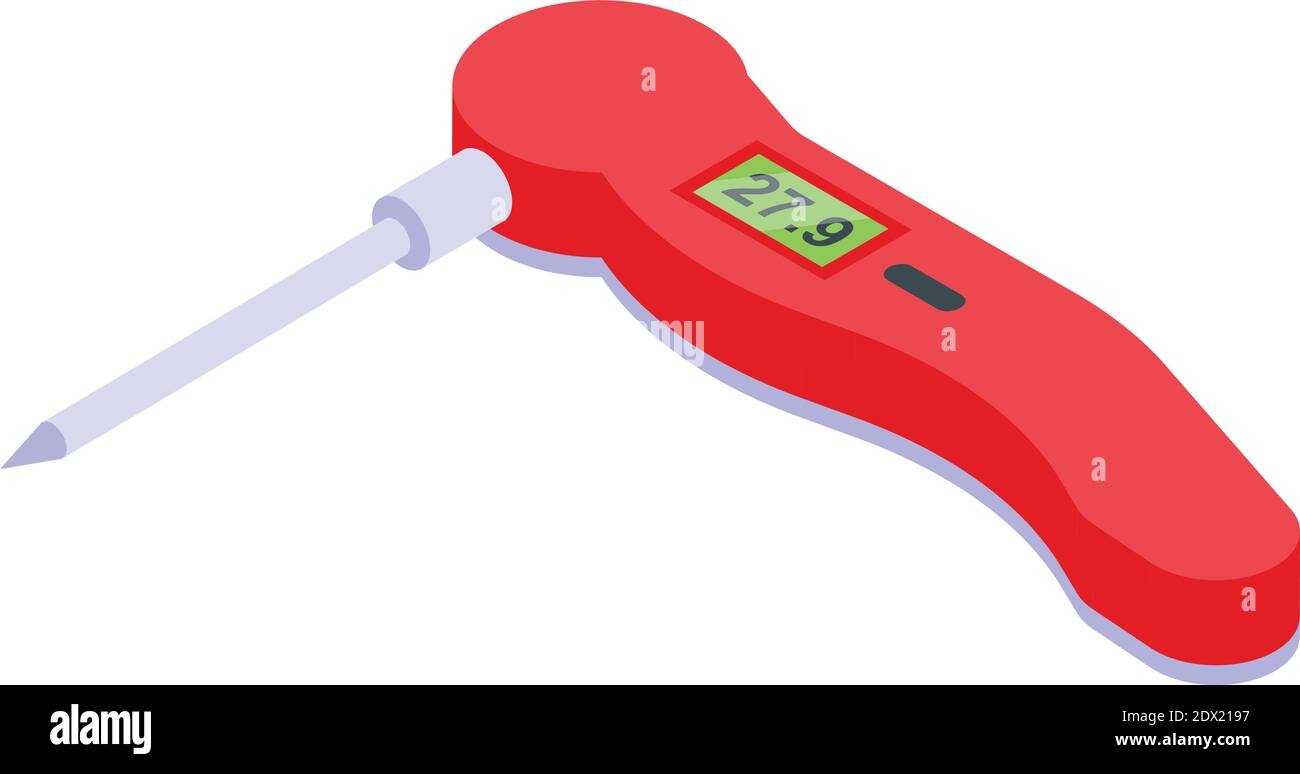 Digital thermometer icon. Isometric of digital thermometer vector icon ...