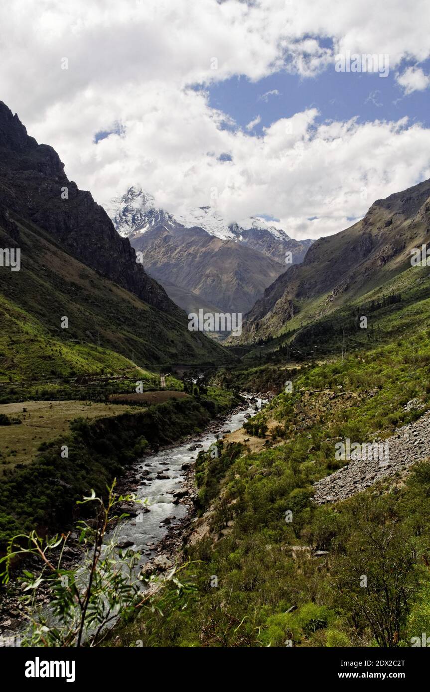 Peruvian Mountain Valley with river Stock Photo - Alamy