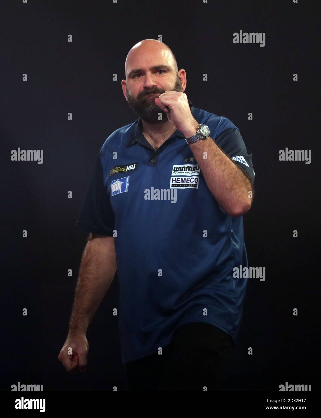 Scott Waites reacts during his match with Nathan Aspinall during day ...