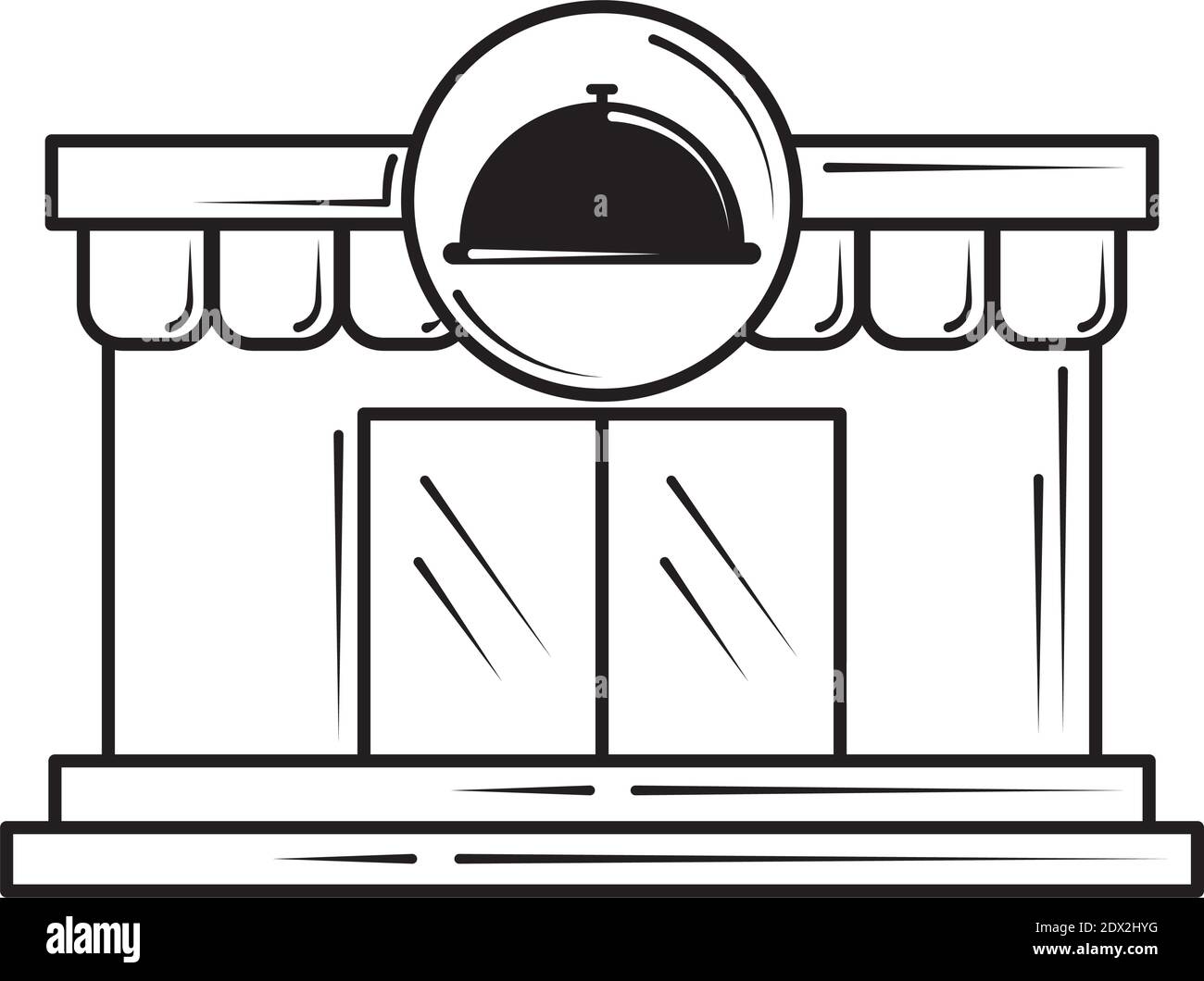 restaurant front facade exterior in line style vector illustration ...