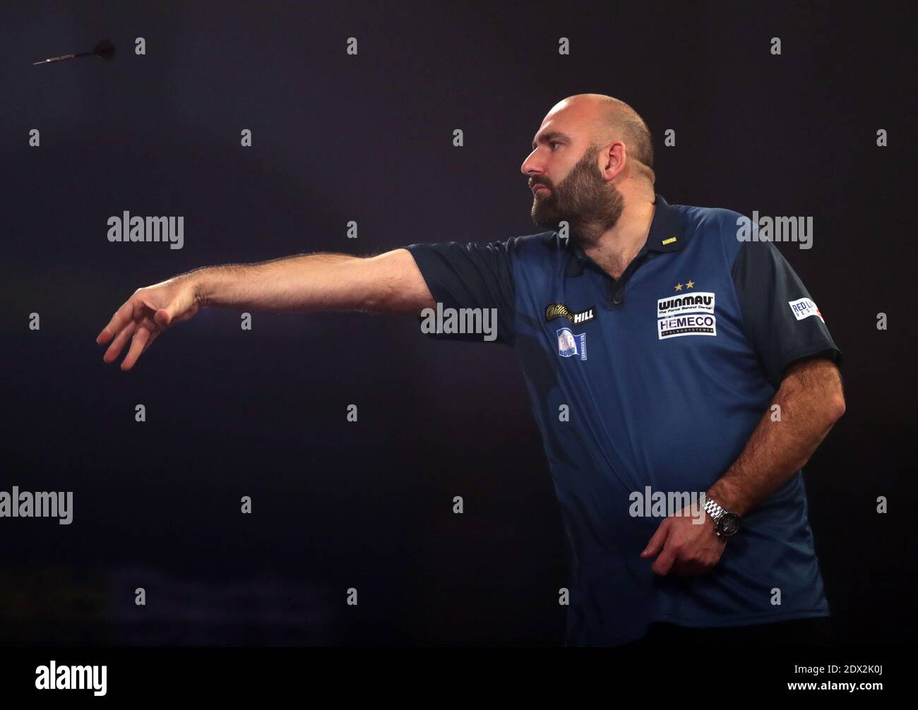 Scott Waites in action against Nathan Aspinall during day nine of the ...