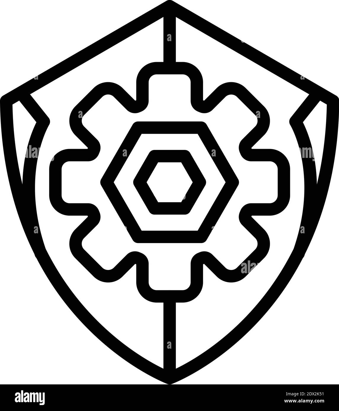 Control gear shield icon. Outline control gear shield vector icon for ...
