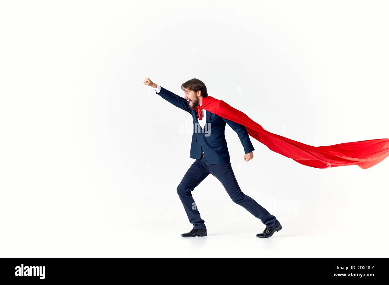 businessman superhero suit victory light background success advertising ...