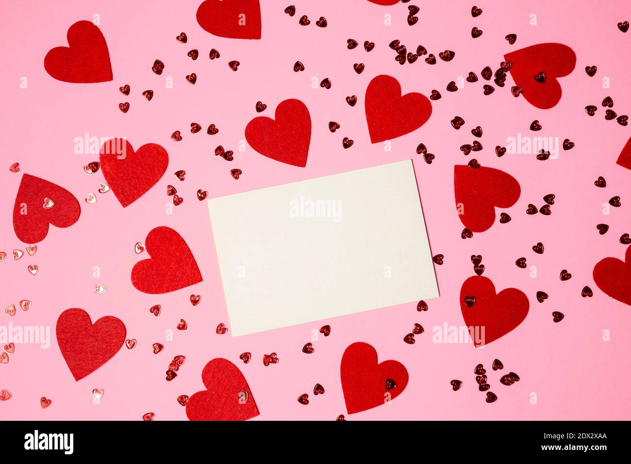 pink background with hearts and place for text Stock Photo - Alamy