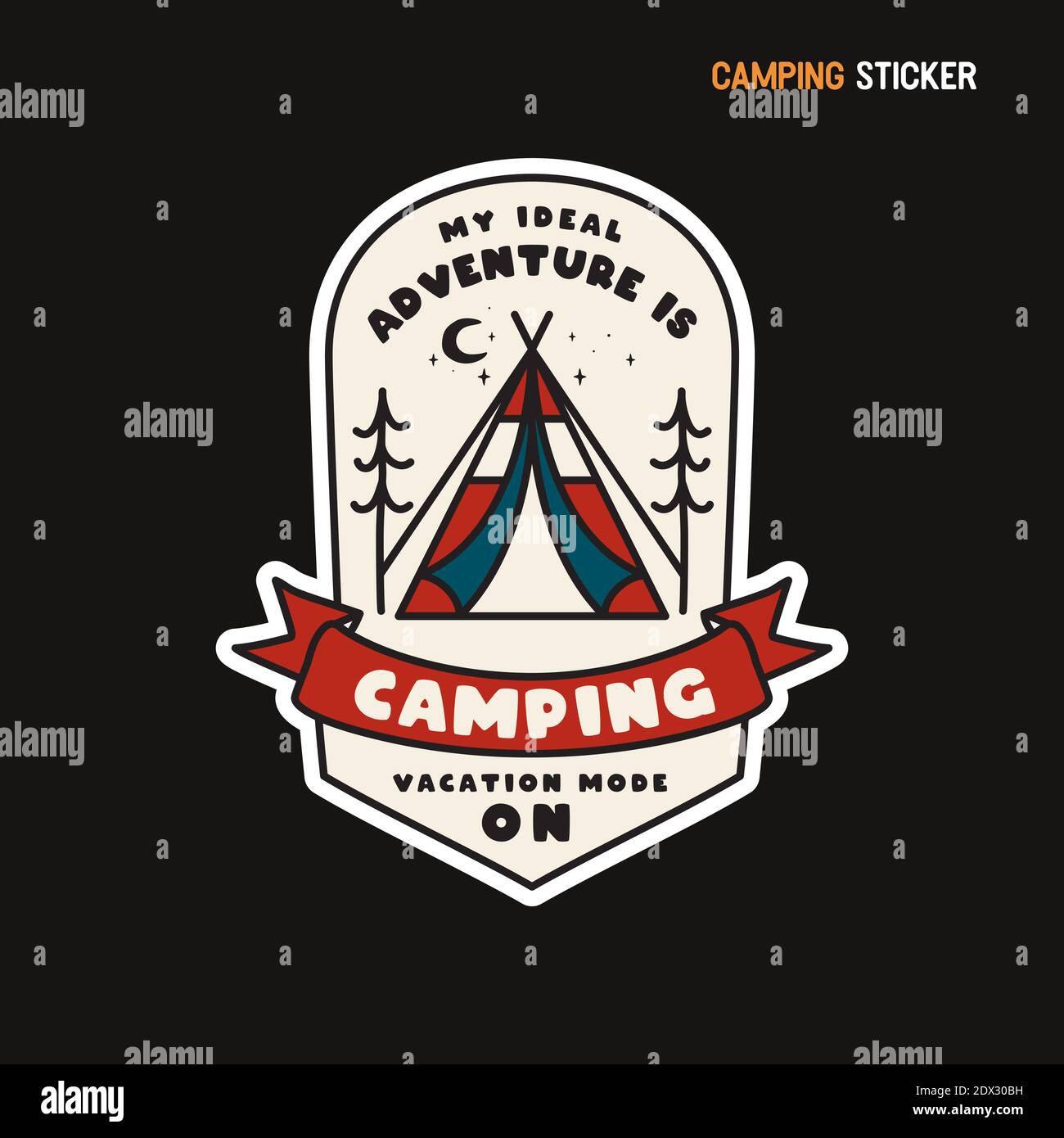 Camping adventure sticker design. Travel hand drawn logo emblem. Tent ...