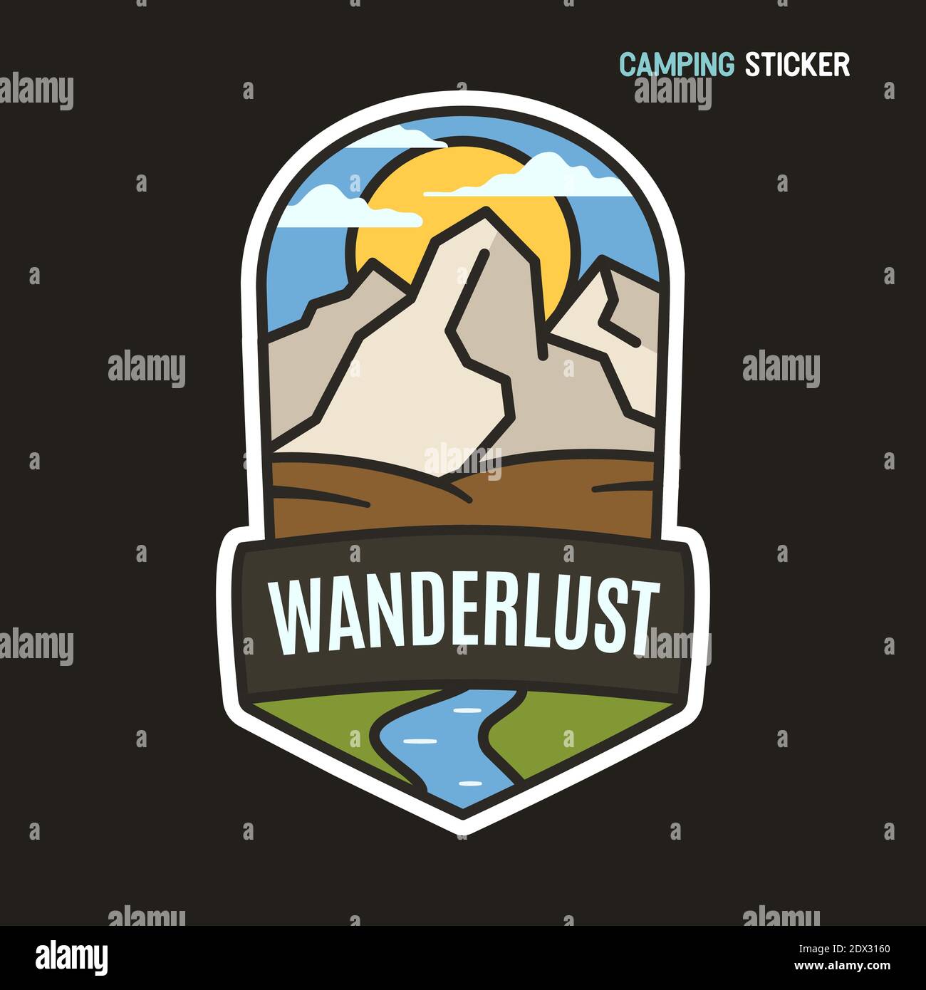 Camping adventure sticker design. Travel hand drawn logo emblem. State ...