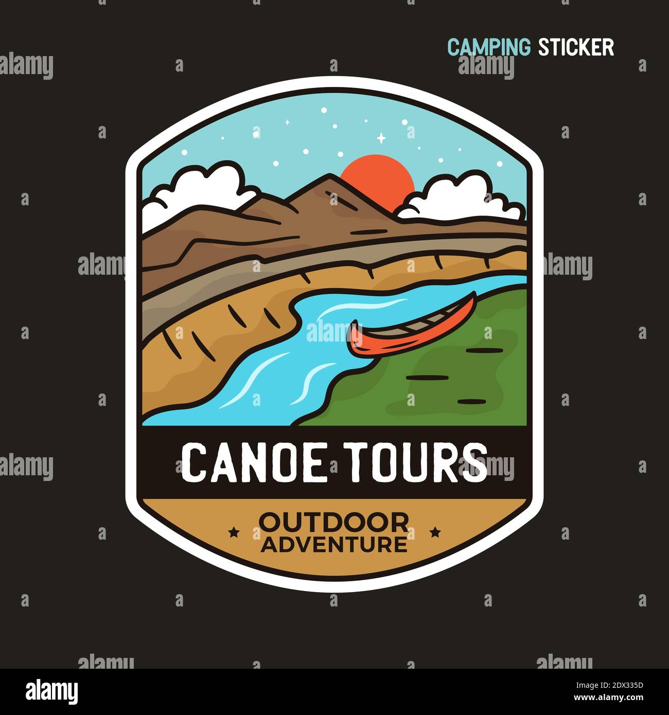 Camping adventure sticker design. Travel hand drawn logo emblem. State ...