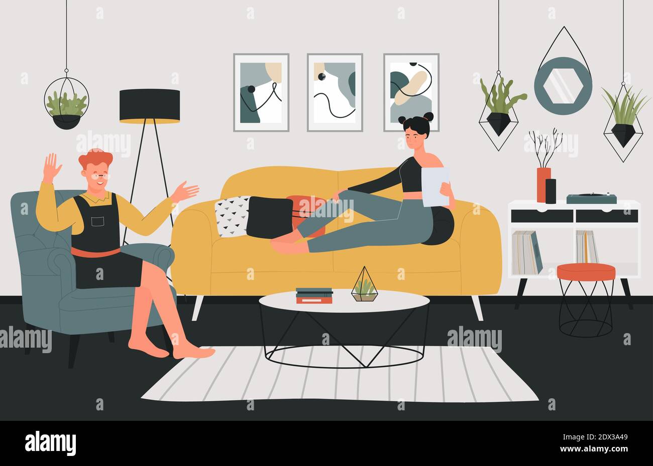 Students spend fun time together vector illustration. Cartoon happy ...