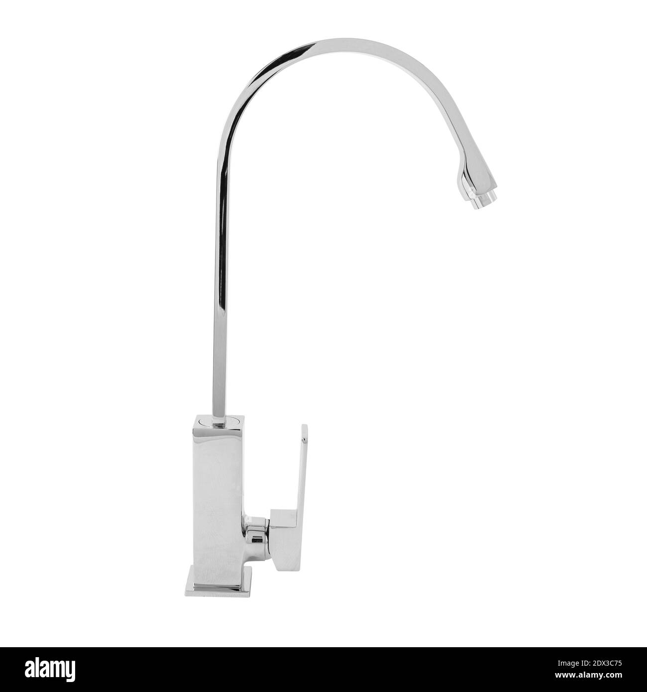 A modern-style kitchen faucet isolated on a white background Stock ...