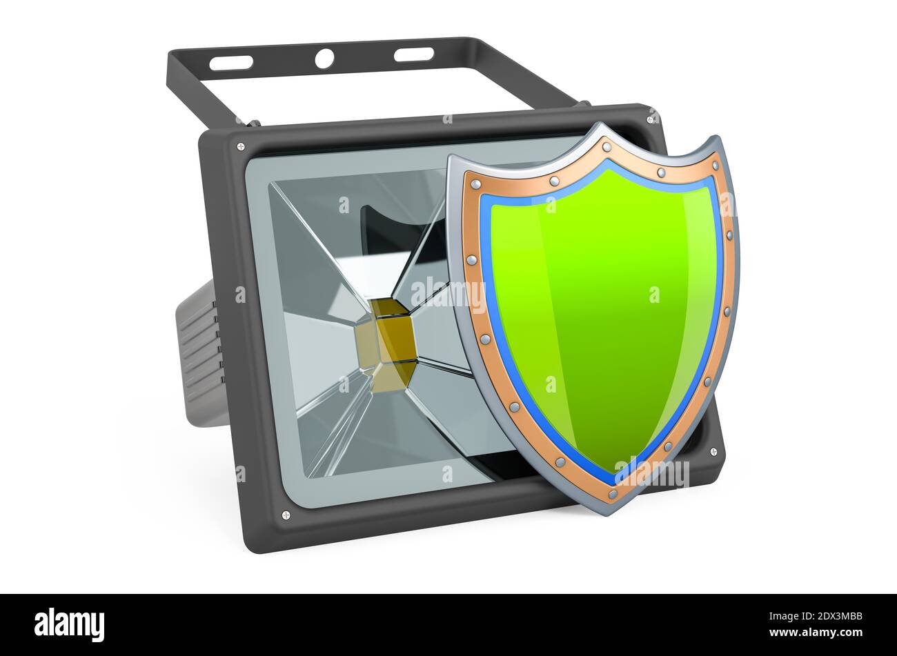 Spotlight LED with shield, 3D rendering isolated on white background ...