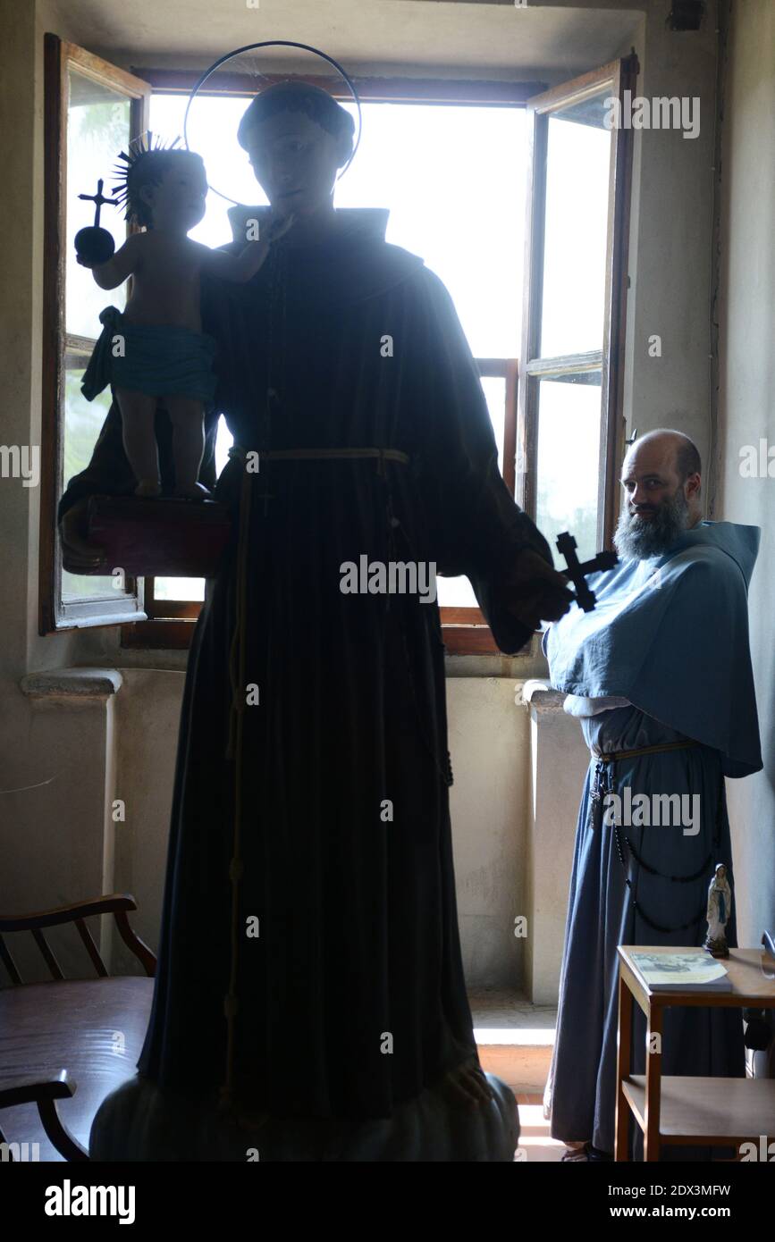 Franciscan friar Francesco poses in the convent of Bosco ai Frati in ...