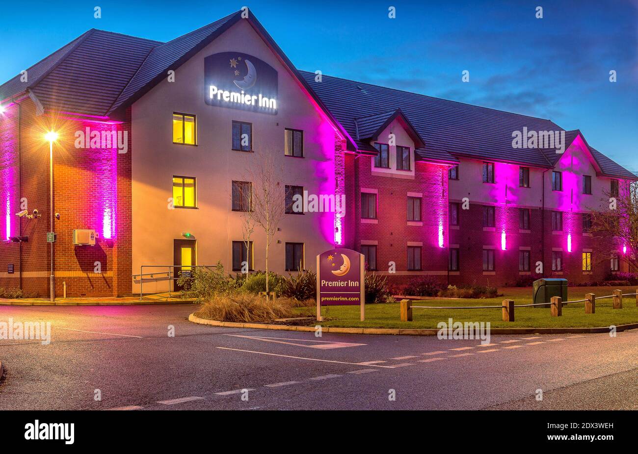 Premier Inn hotel after dark in Redditch, Worcestershire, England, UK ...