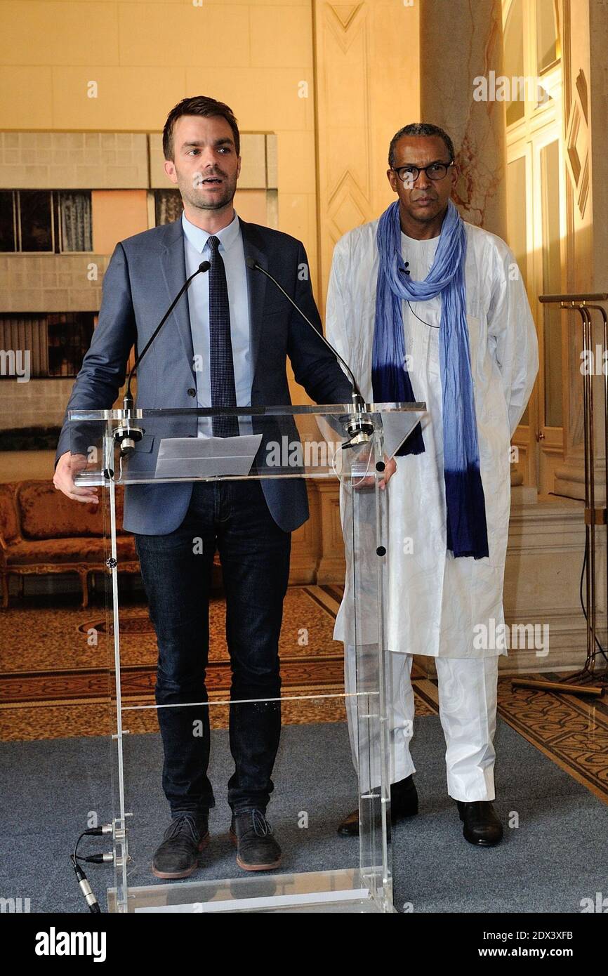 Bruno Julliard and Abderrahmane Sissoko attending the ceremony in honor ...