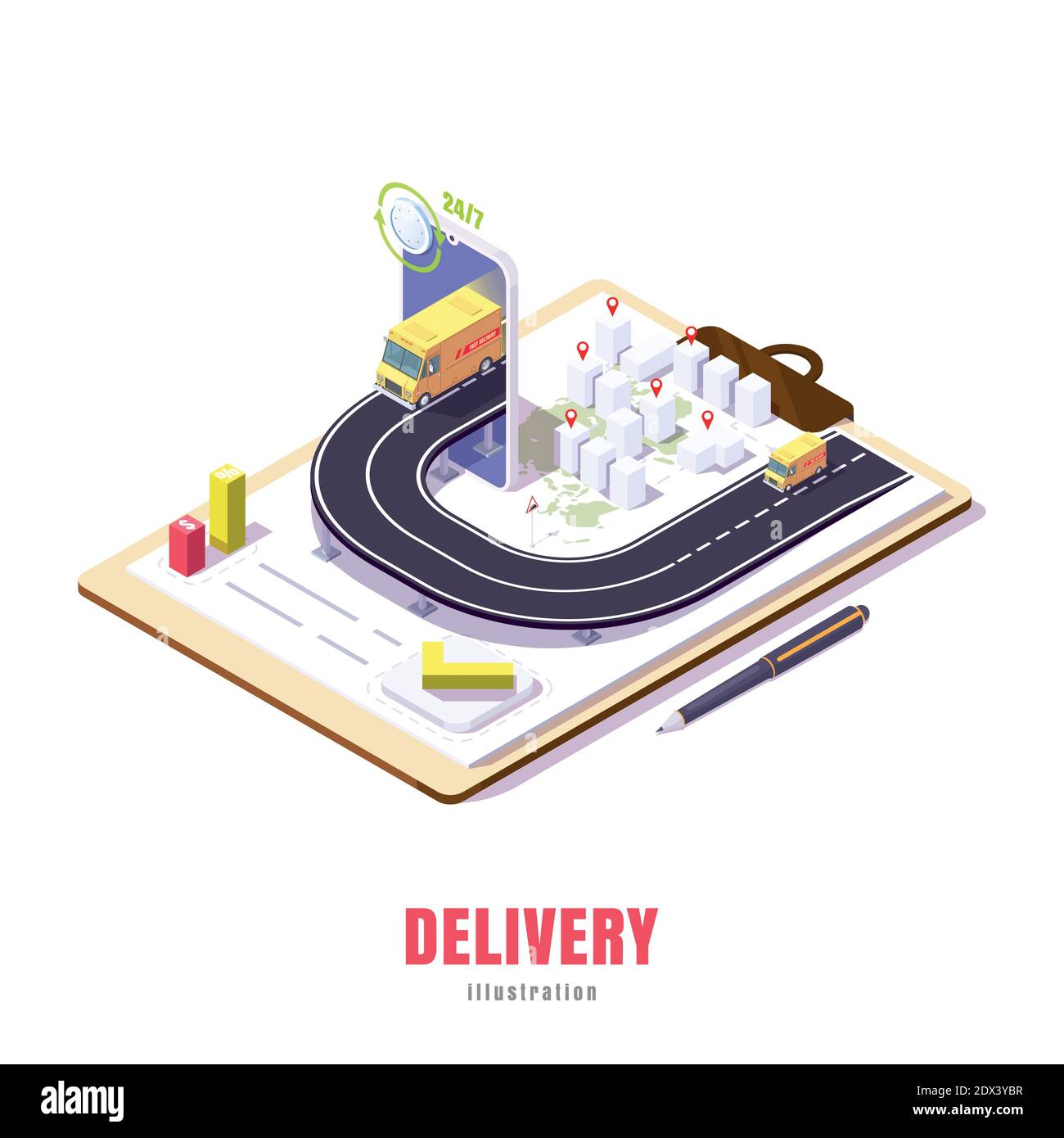 low poly illustration business of delivering goods online through the ...