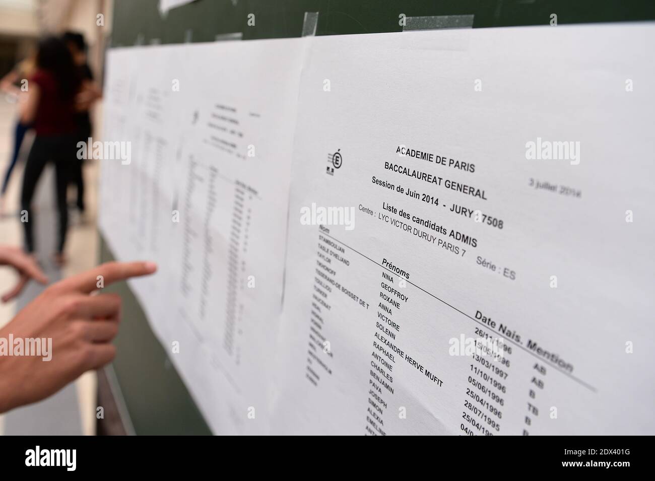 Illustration of Baccalaureat 2014 exams results revealed in a high ...