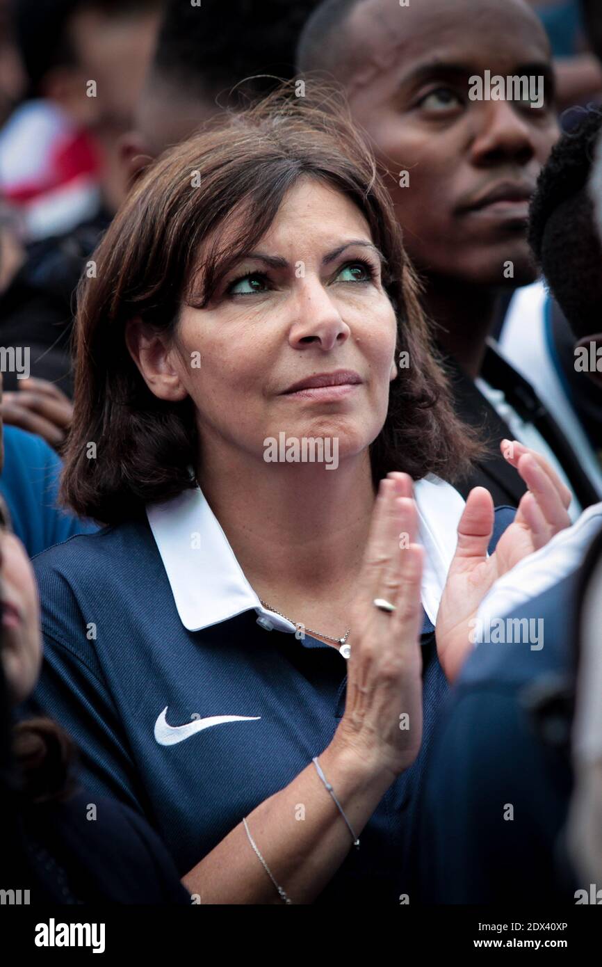 Mayor Anne Hidalgo watches the Fifa World Cup 1/4 final match Germany v ...