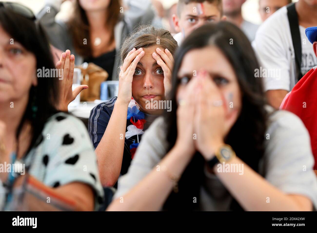 Soccer fans watches the FIFA World Cup 1/4 final match Germany Vs ...